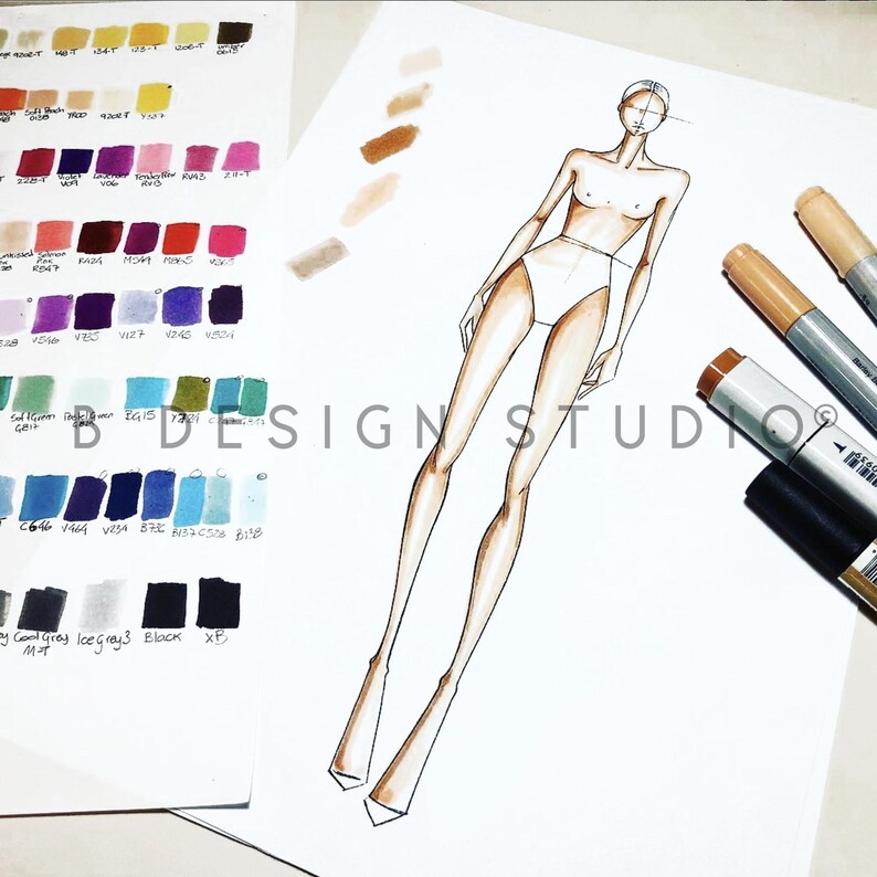 Fashion Illustration Croqui Template - Front View Pose - Etsy