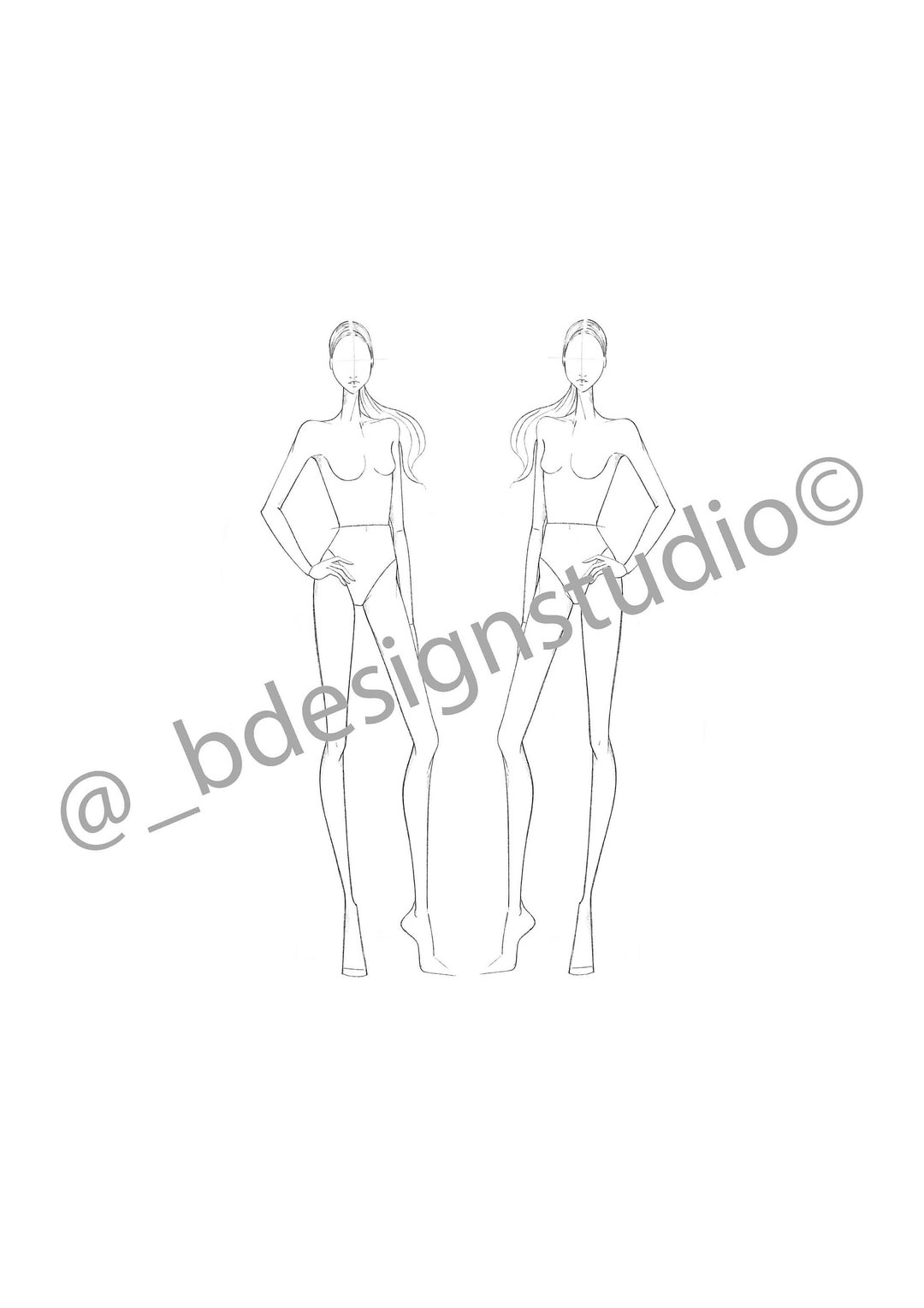 Fashion Illustration Croqui Template Female - Etsy