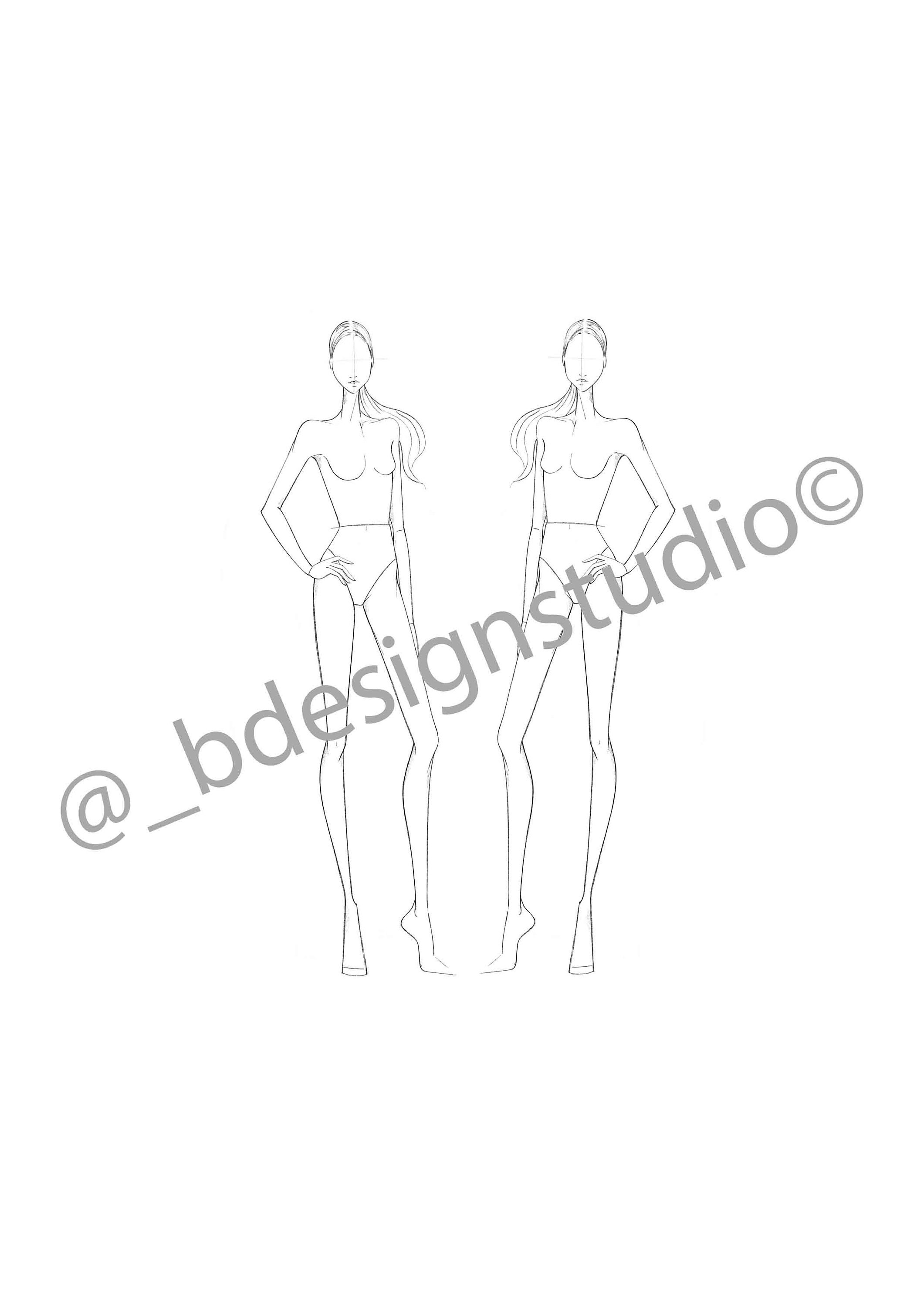 Fashion Illustration Croqui Template Female - Etsy
