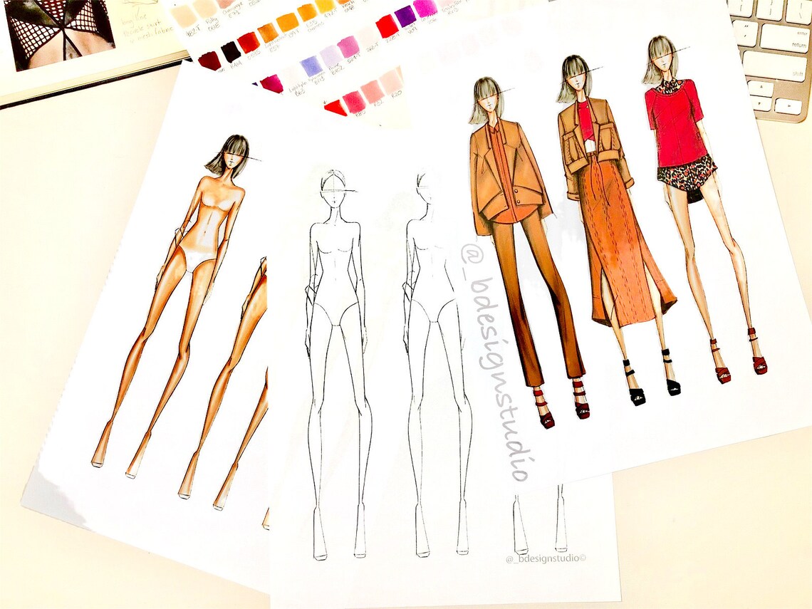 Coloured Croquis Template - Front View - Etsy