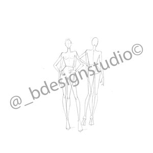 Fashion Female Croqui Template - Front and Back - Etsy