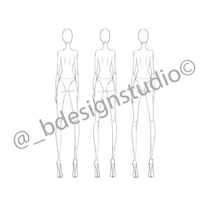 Female Croqui Template - Fashion Illustration Front and Back View - Etsy