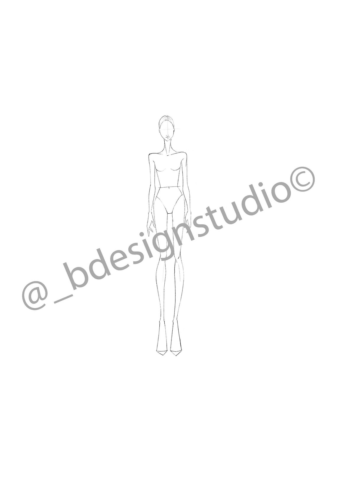 Fashion Illustration Croqui Template - Front View Pose - Etsy