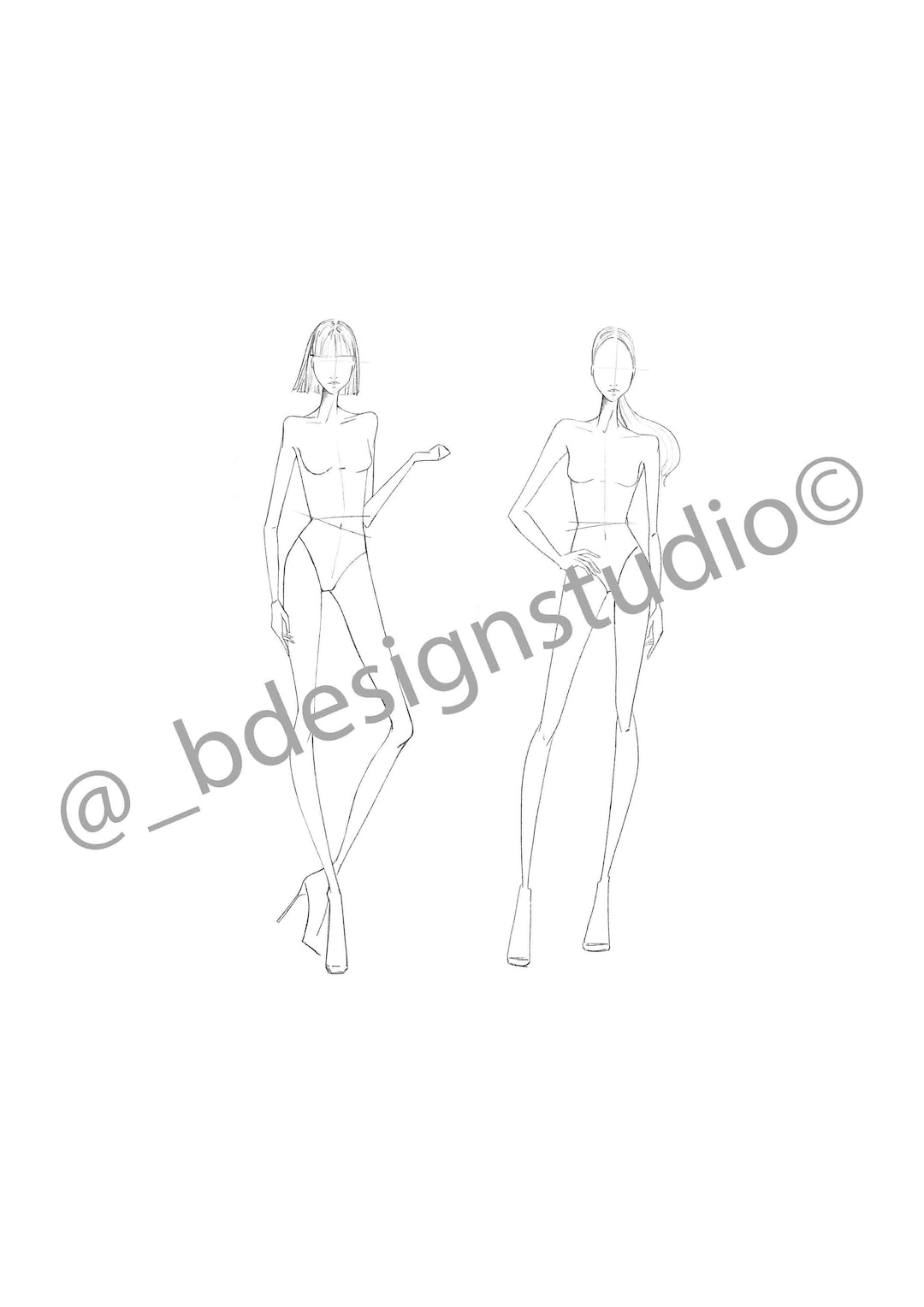 Female Croqui Template Street Style - Single Sheet - Etsy