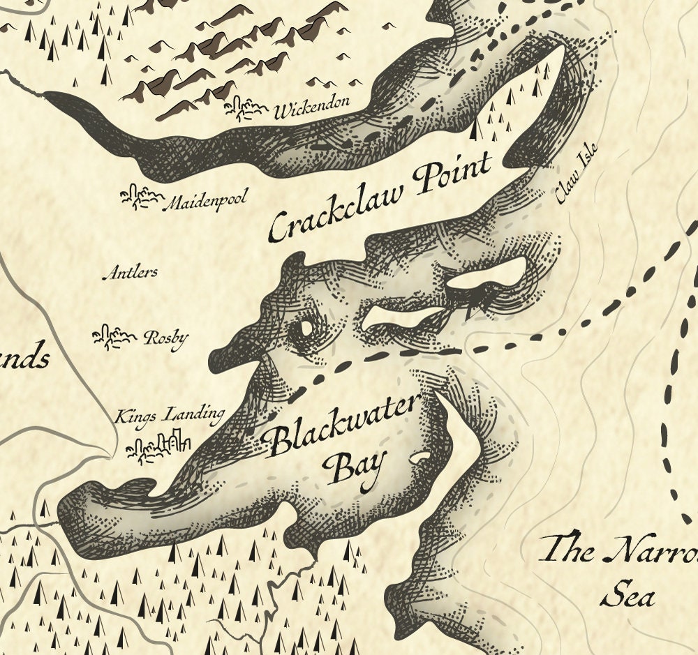 Game of Thrones Map Fantasy Map Westeros Map Geek Decor | Etsy