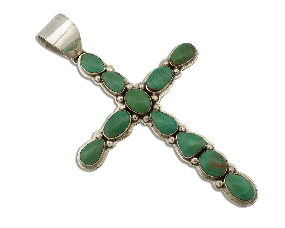Navajo Cross Necklace 925 Silver Turquoise Artist Signed James Mason C ...