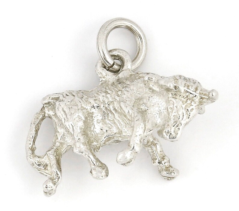 Charging Bull Charm in .925 SOLID Sterling Silver | Etsy