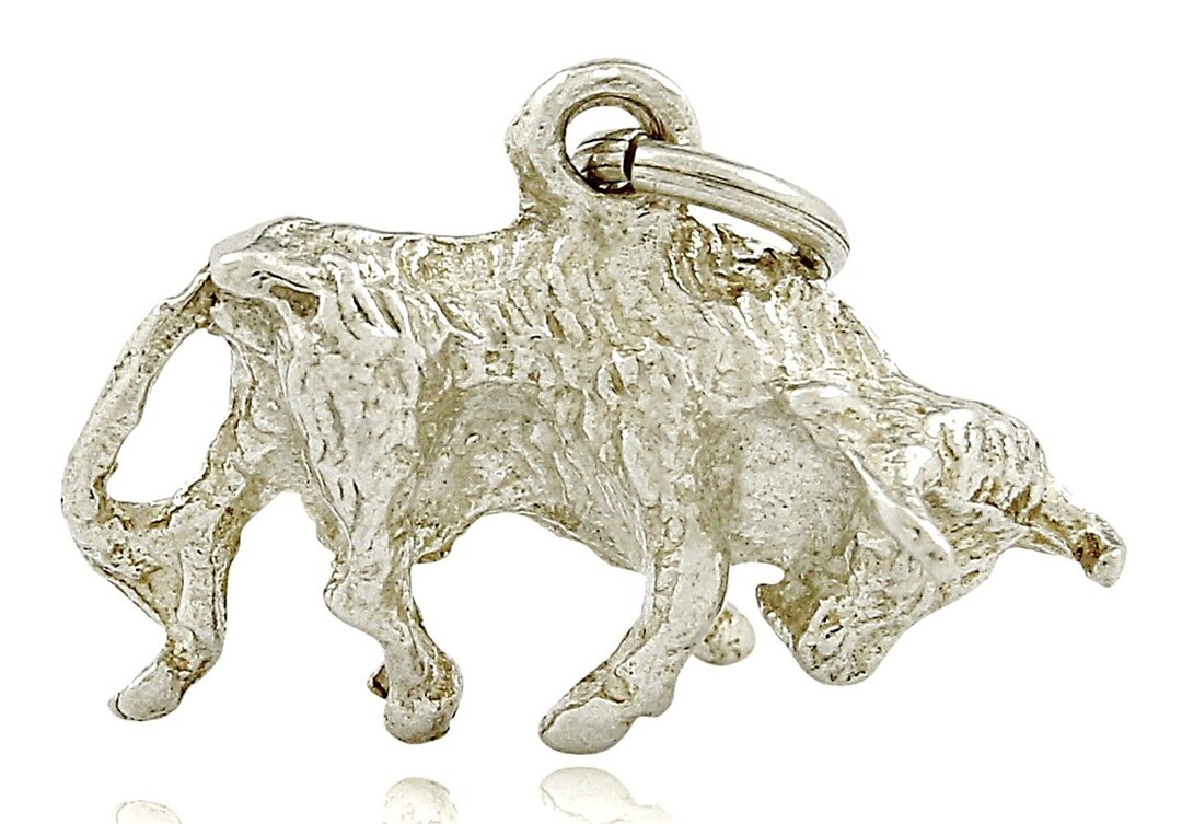 Charging Bull Charm in .925 SOLID Sterling Silver - Etsy