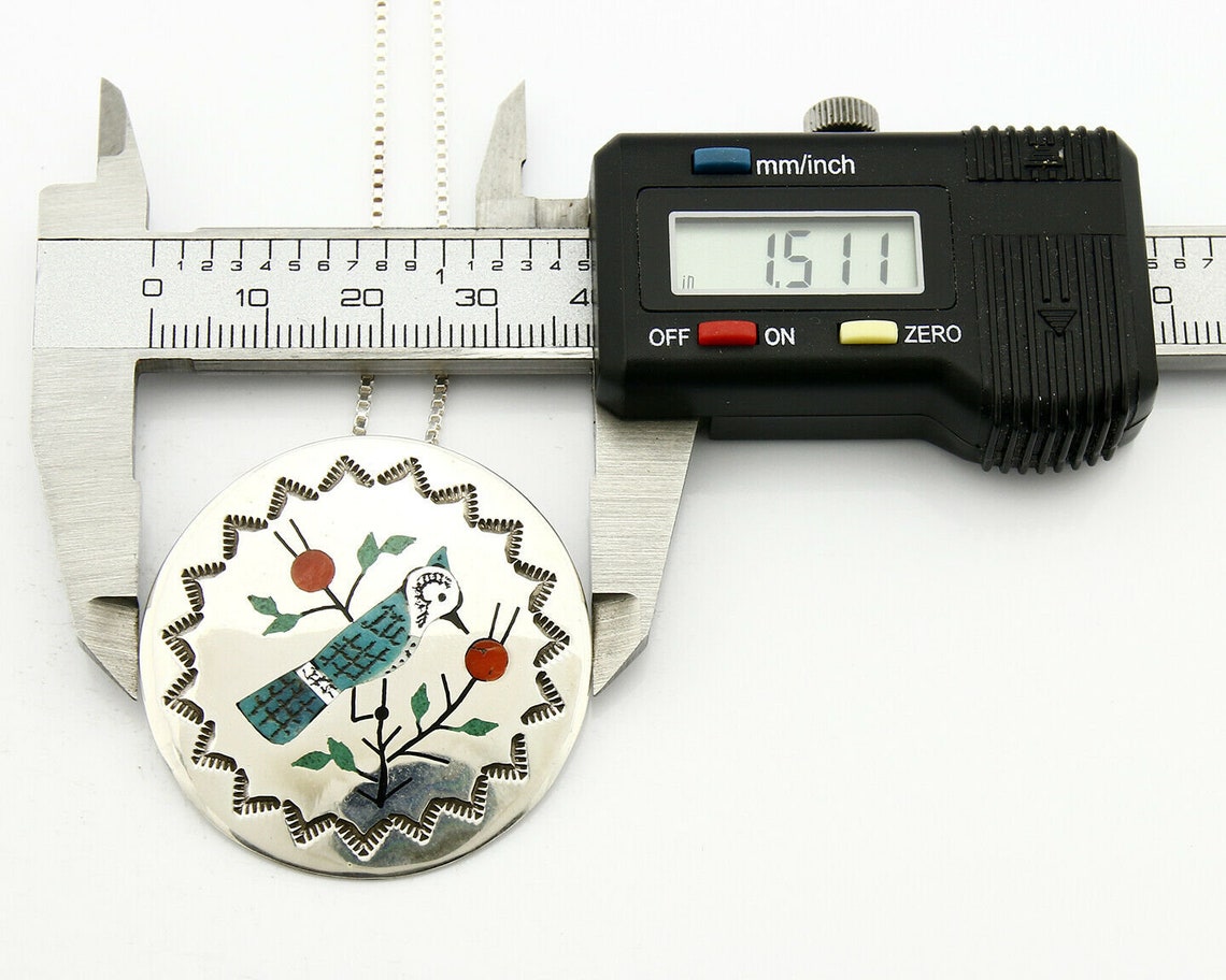 Women's Navajo Pendant Pin Inlaid Gemstone Carved .925 | Etsy