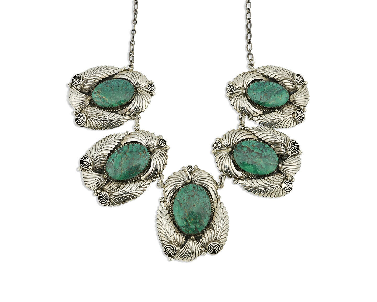 Navajo Necklace .925 Silver Crescent Valley Turquoise Native Navajo Necklace .925 Silver Crescent Valley Turquoise Native