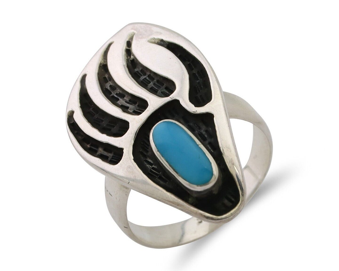 Navajo Badger Paw Ring 925 Silver Turquoise Native American - Etsy