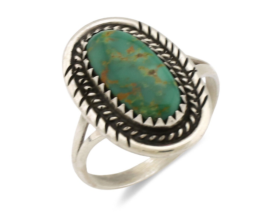 Navajo Ring .925 Silver Turquoise Mountain Native American Artist C ...
