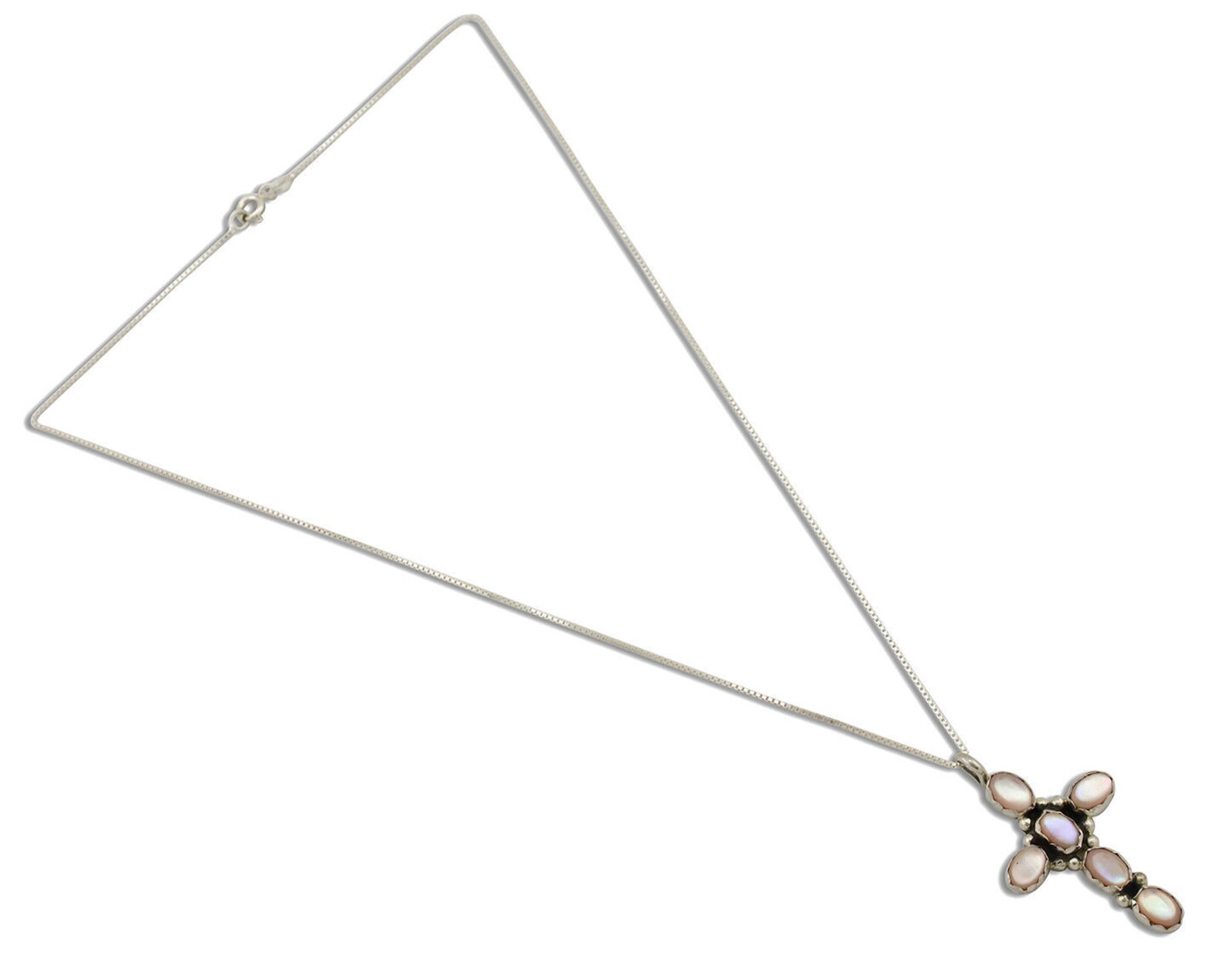 Navajo Cross Necklace 925 Silver Pink Muscle Native American Artist C ...