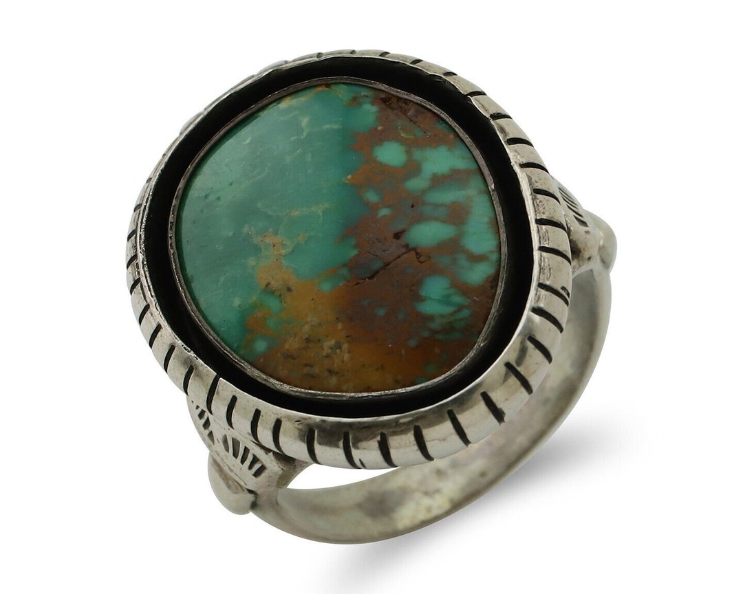 Navajo Handmade Ring 925 Silver Natural Turquoise Signed M Montoya C.80 ...