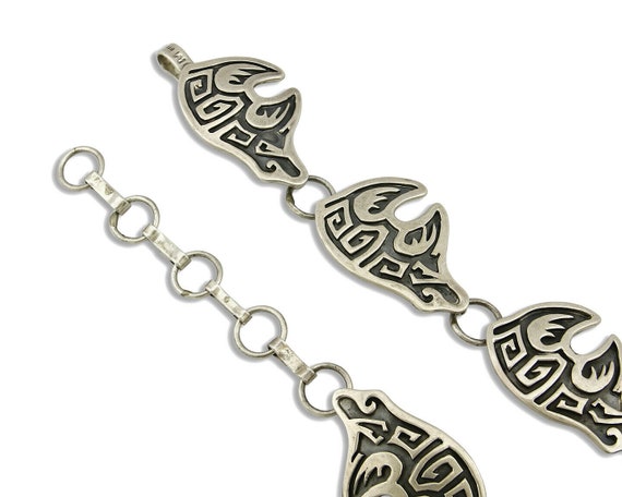 Navajo Spirit Bear Concho Belt .925 Silver Handmade S… - Gem