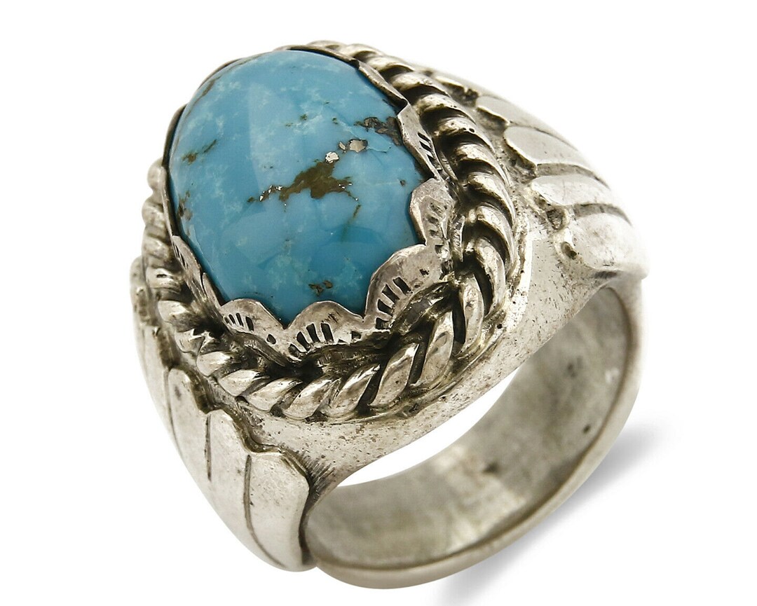 Anillo Navajo .925 Plata SÓLIDA Kingman Turquesa Firmado - Etsy España