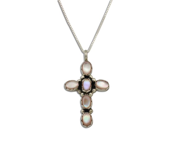 Navajo Cross Necklace 925 Silver Pink Muscle Native American - Etsy