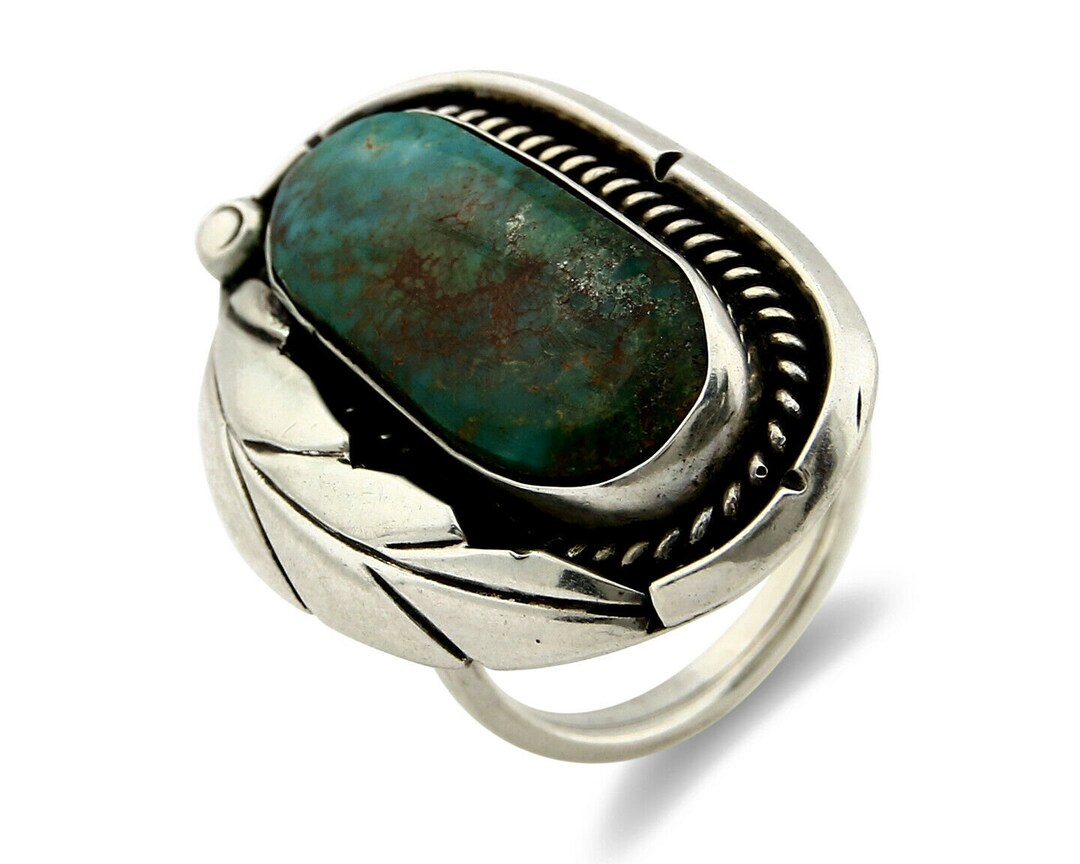 Anillo Navajo Turquesa .925 Plata Hecho a Mano Artista Nativo Americano ...