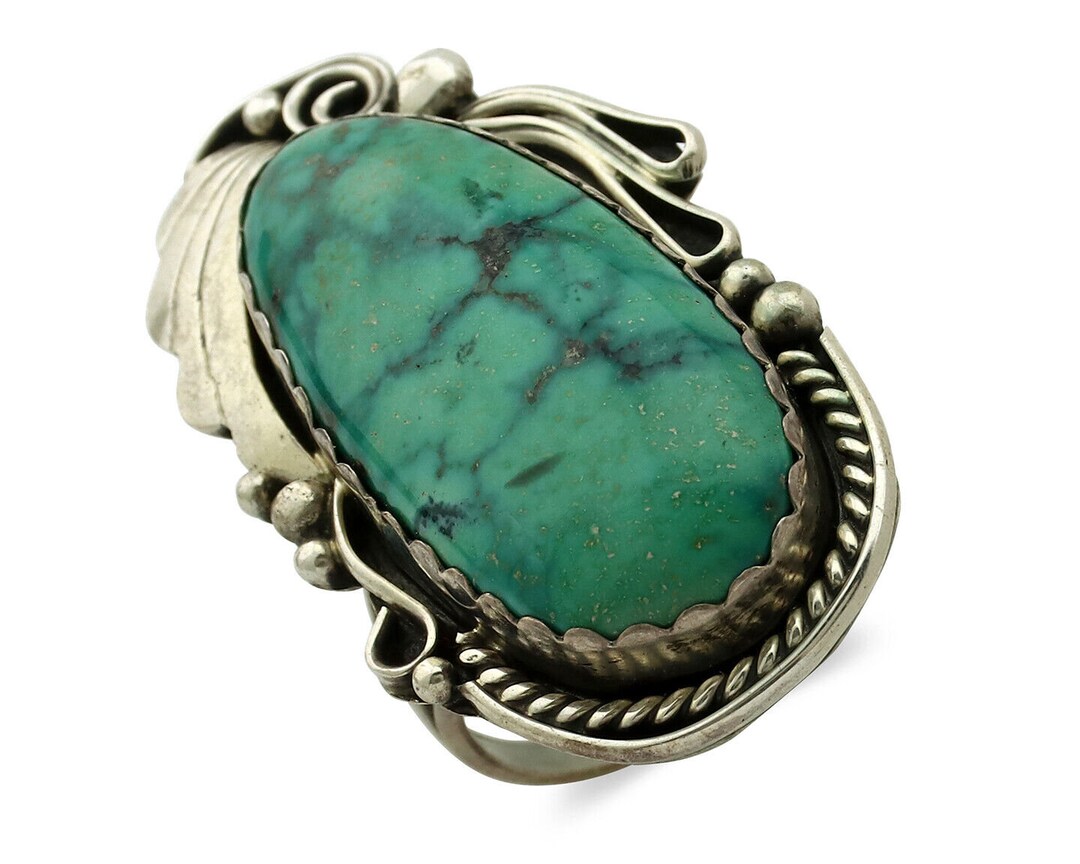 Navajo Ring 925 Silver Globe Turquoise Artist Signed Justin Morris C.80's - Etsy