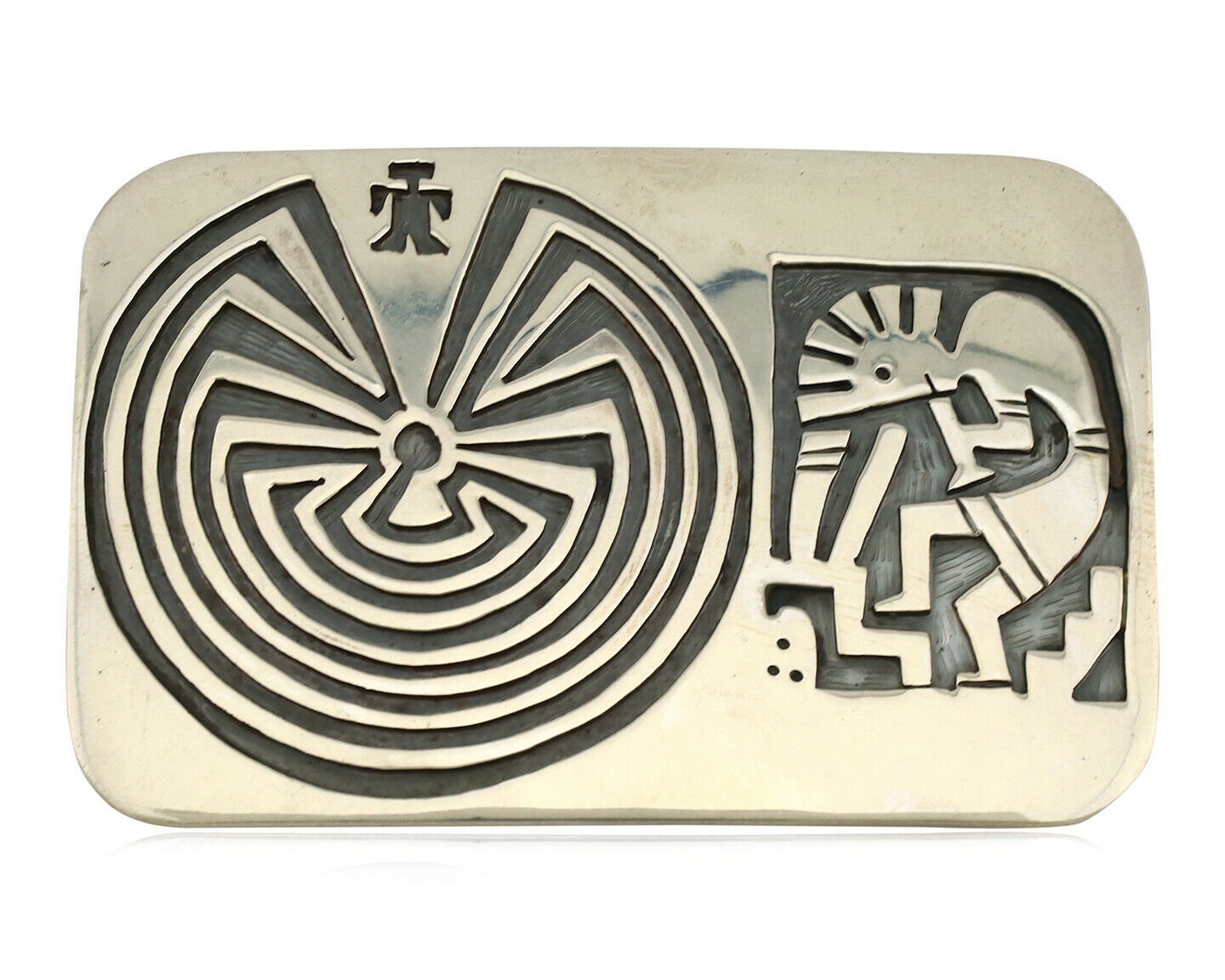 SHARON CISCO NAVAJO STERLING SILVER MAN IN MAZE BELT BUCKLE