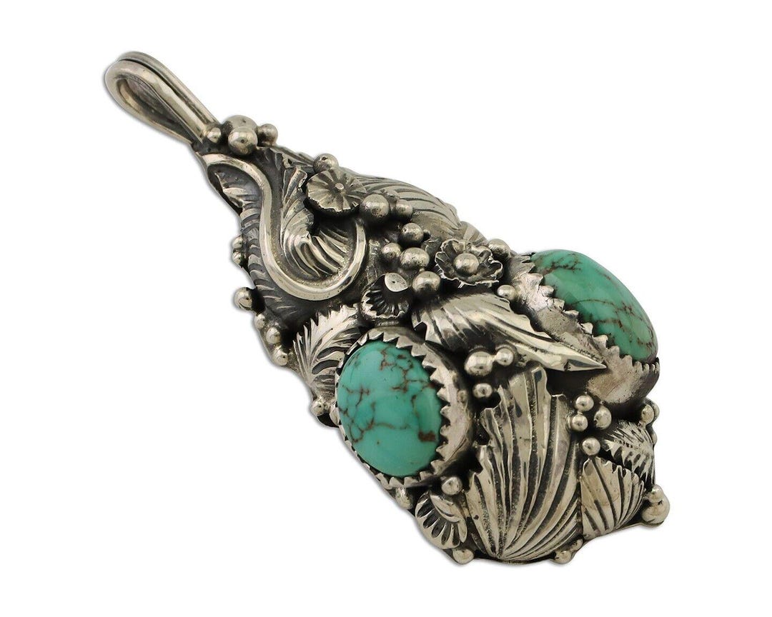 Navajo Pendant 925 Silver Natural Bisbee Turquoise Signed Tom Willeto C ...
