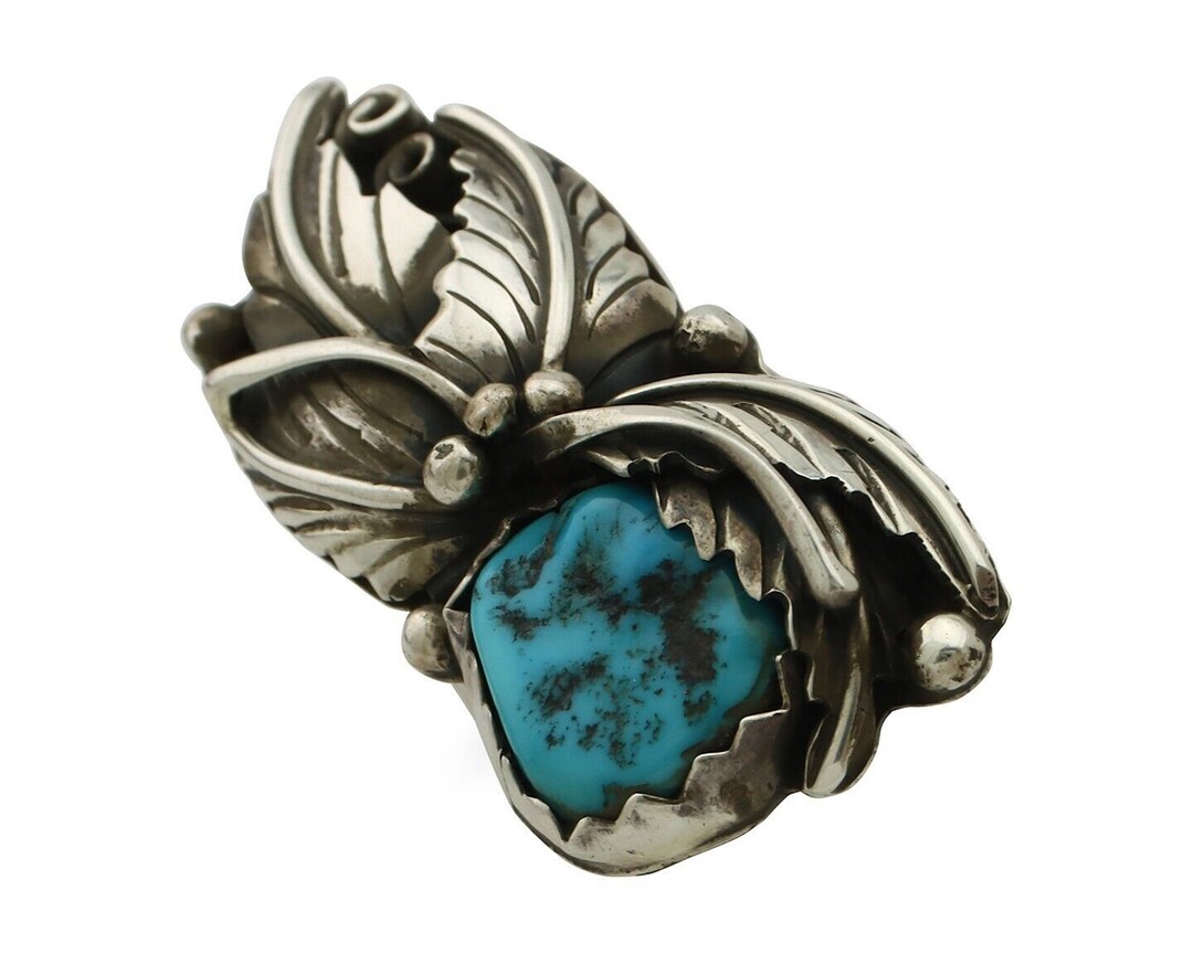 Navajo Ring 925 Silver Sleeping Beauty Turquoise Artist Signed DL C.80 ...
