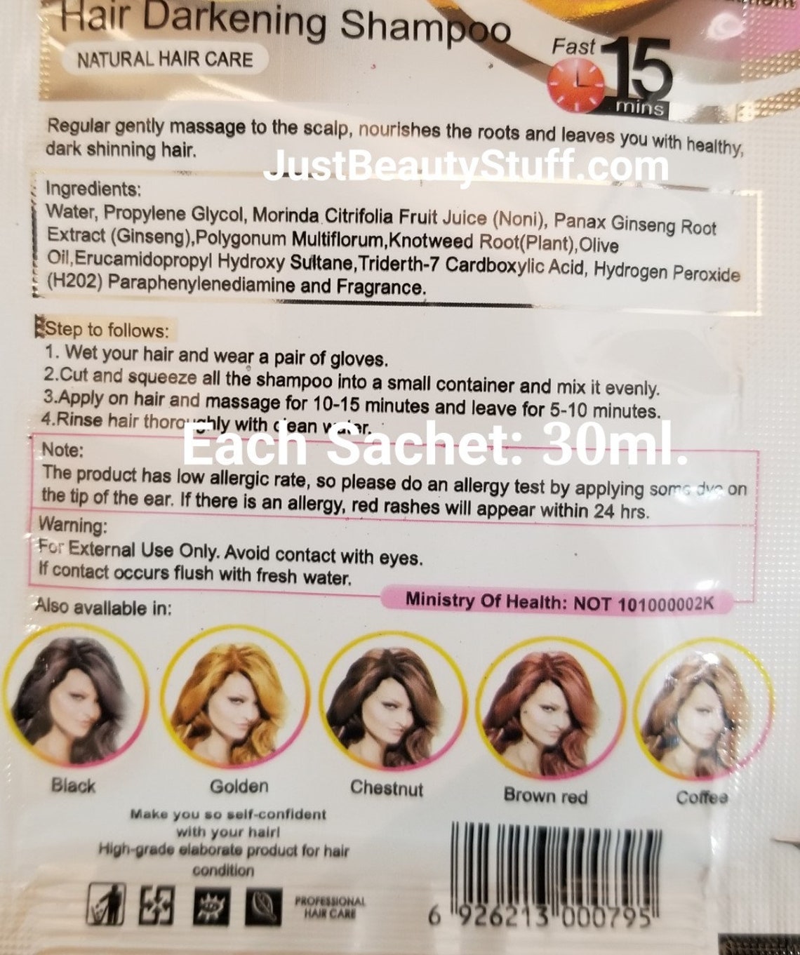 10 Sachets Light Brown Herbal Hair Dye Shampoo-dye Gray Hair in Minutes ...