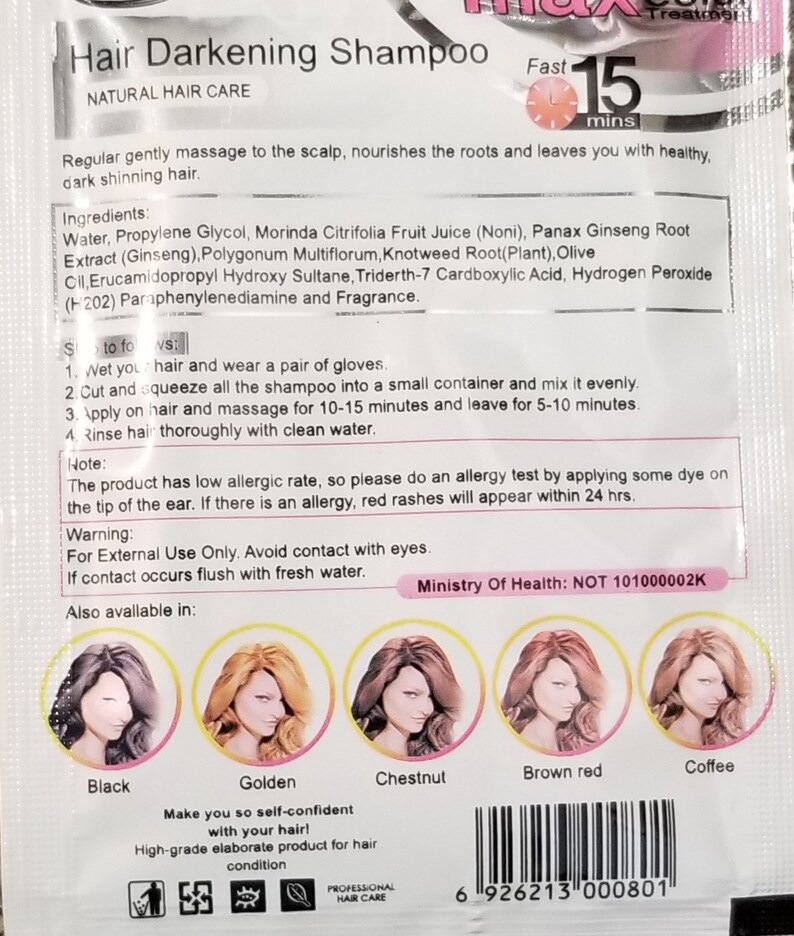 5 Sachets Golden Plants Based Hair Dye Shampoo-color Gray Hair-women ...