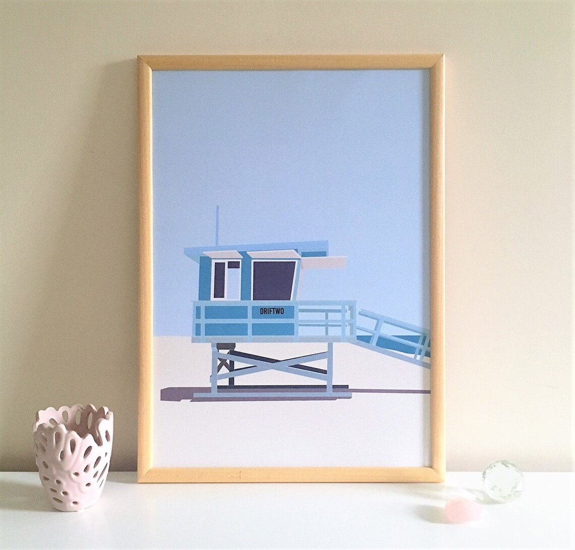 Venice Beach Lifeguard Hut Print A4/A3 Mid Century Art - Etsy UK