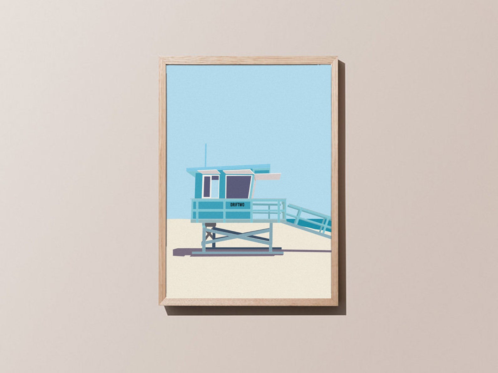 Venice Beach Lifeguard Hut Print, A4/A3, Mid Century Art, Pastel Art ...