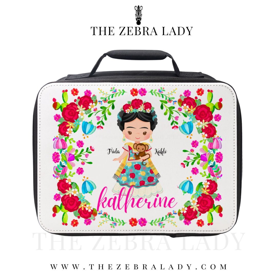 Pre-order Cute Frida Kahlo Girl Lunch Box Personalized, Guitar, Monkey ...