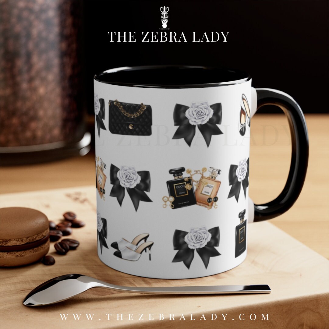 Black White Coco Fashion Mix Accessories Bows and Shoes 11oz 15oz Mug ...