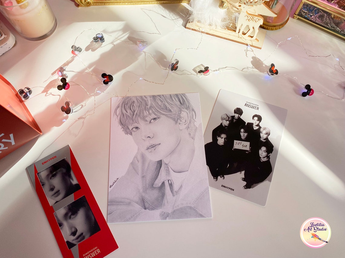 Enhypen Lee Heeseung Art Print, Pencil Drawing, Fanart Kpop Print on ...