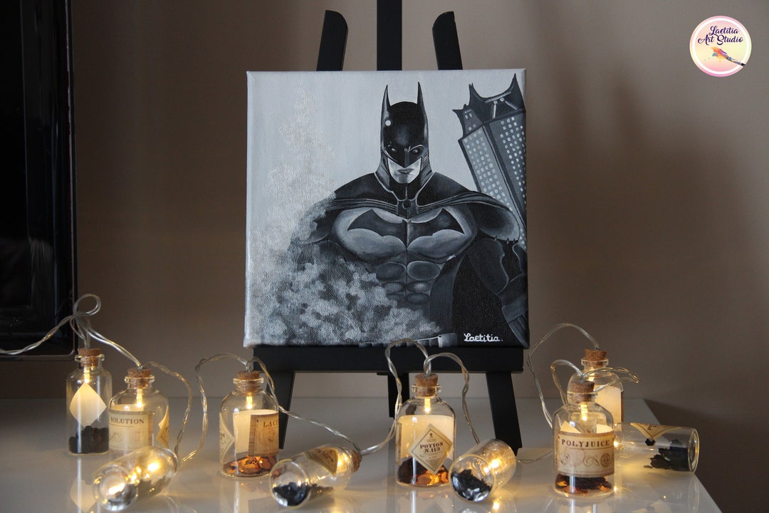 Batman Original Acrylic Painting With Metallic Painting Add Ons, Comic ...