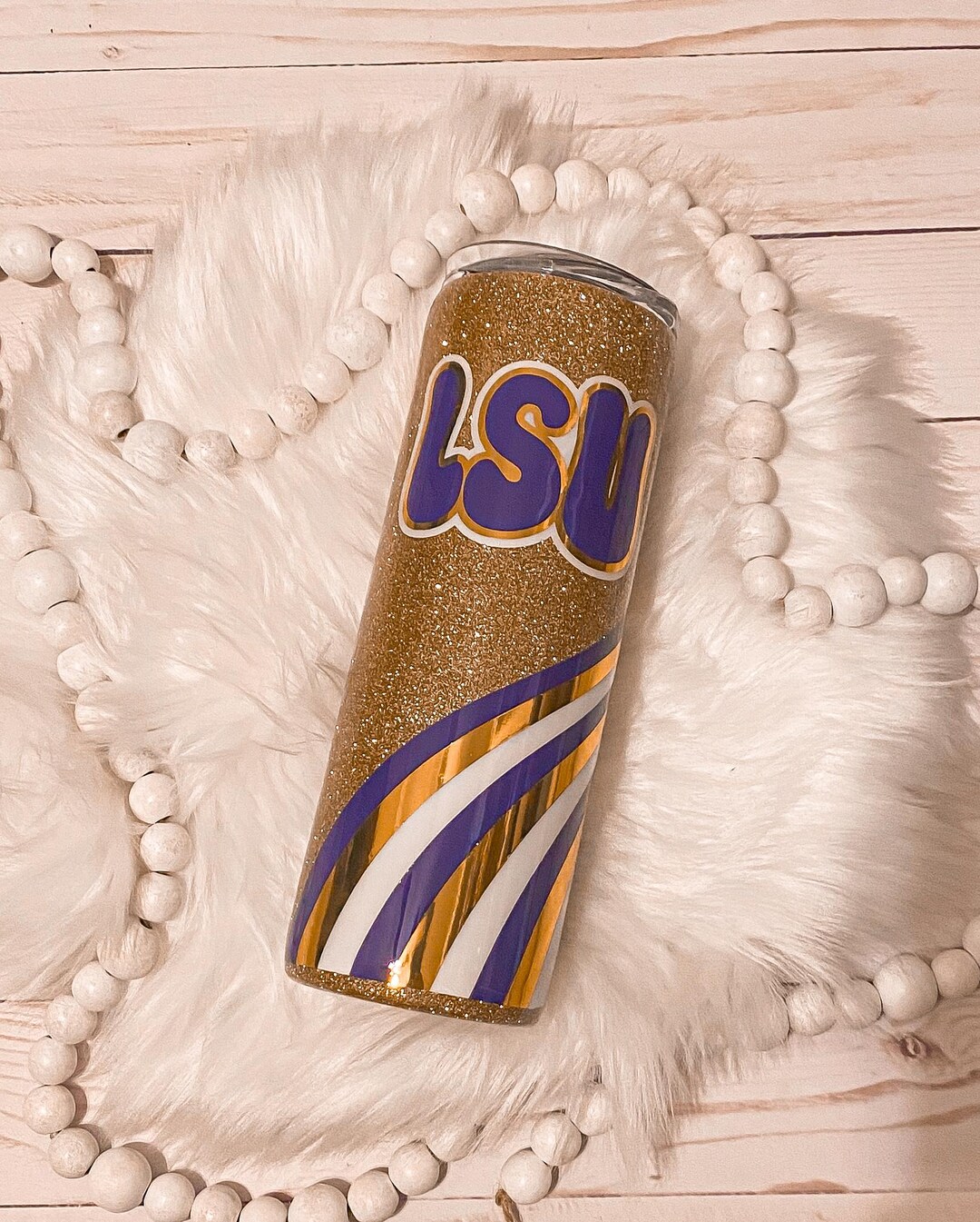LSU Purple and Gold Glitter Retro Swirl Tumbler | Gift | Travel Mug - Etsy