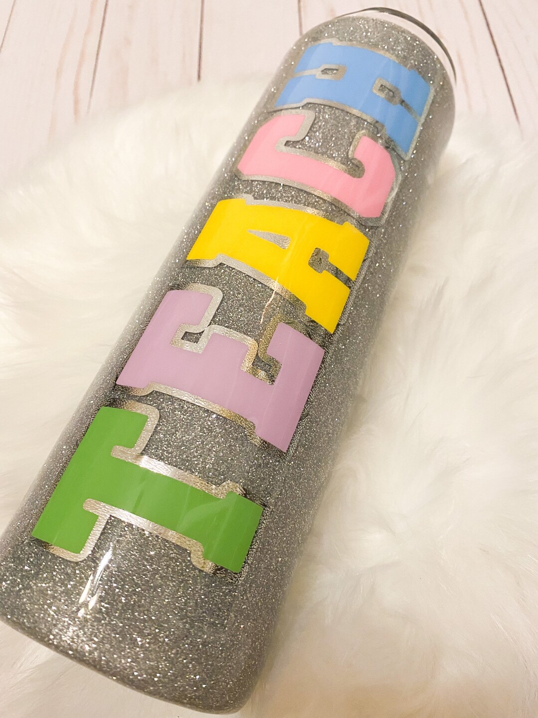 Varsity Letter Teach Epoxy Tumbler - Etsy