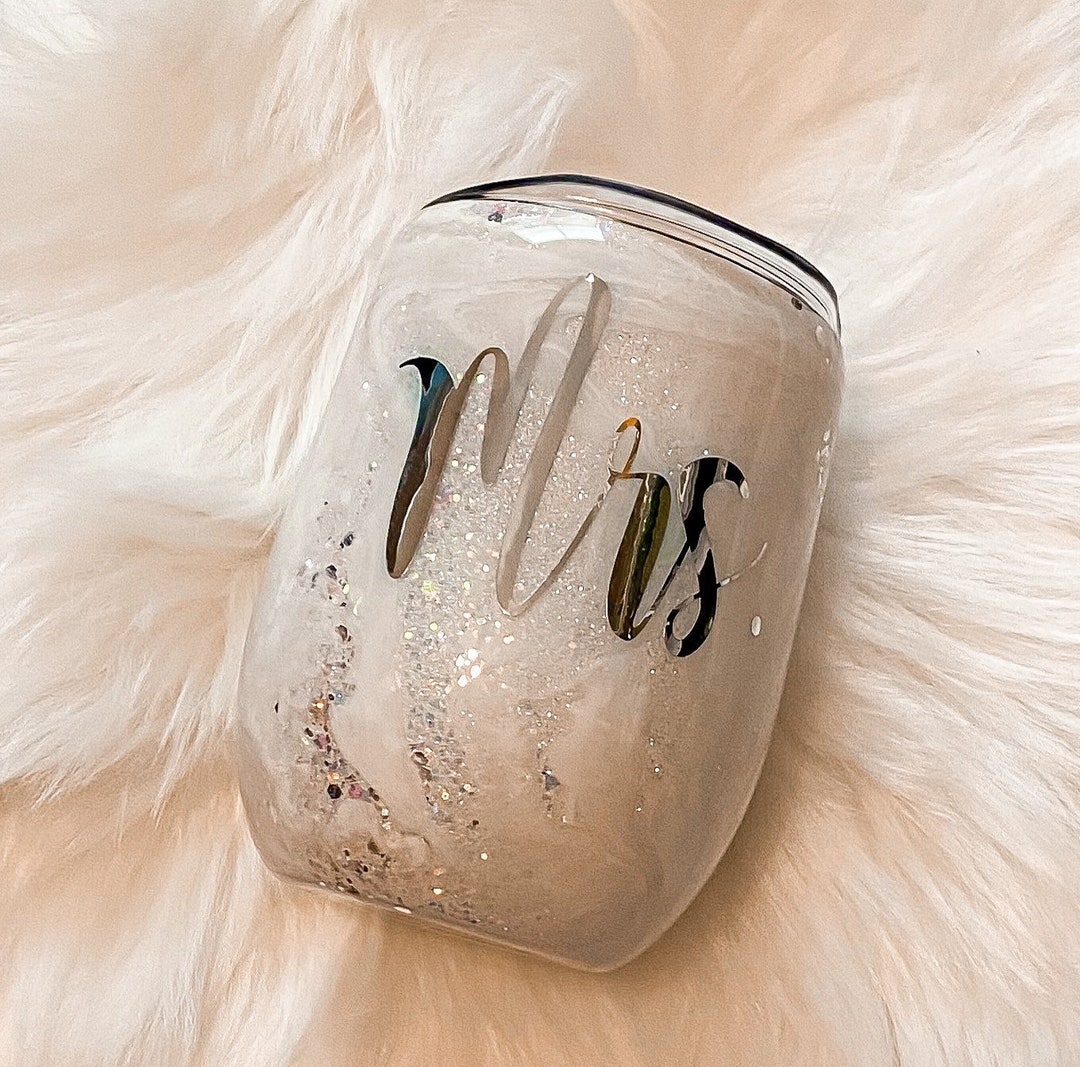 White Mrs. Glitter Epoxy Tumbler - Etsy