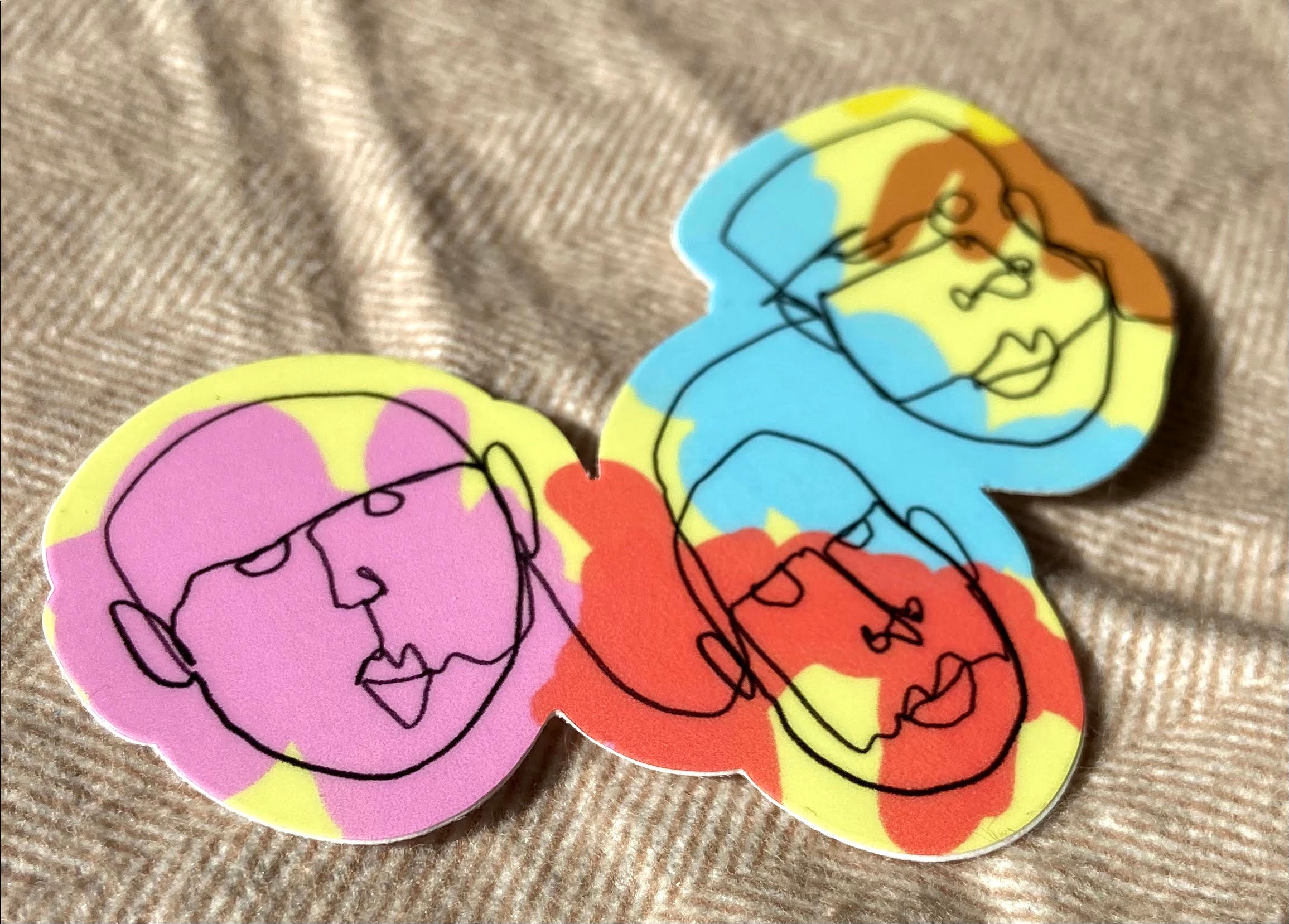STICKER: Die Cut Line Drawing of Faces - Etsy