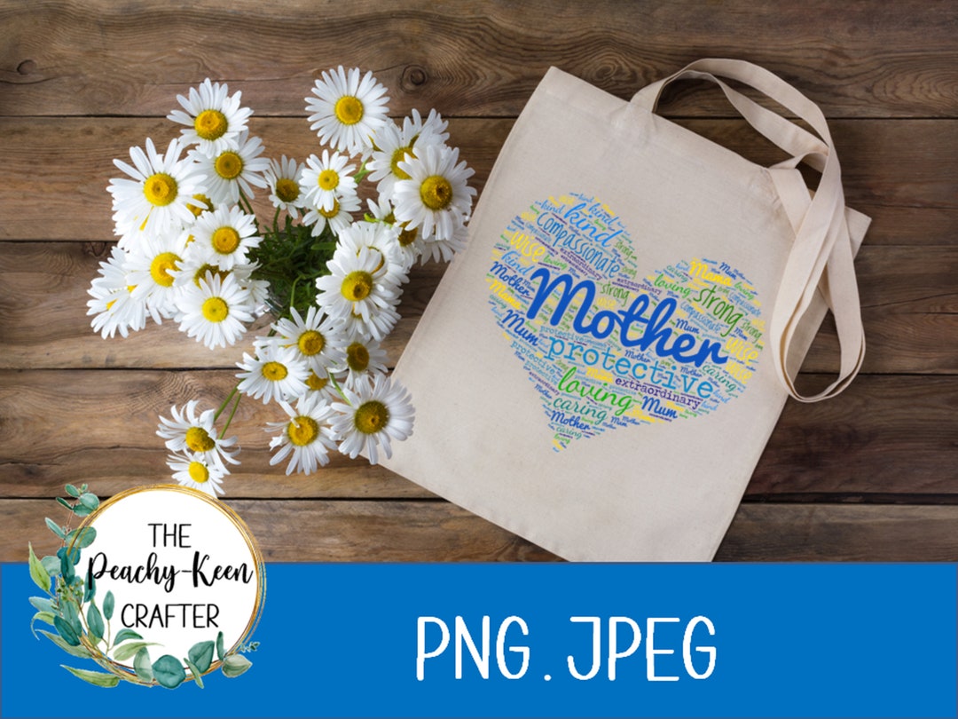 Mom Word Art Heart Kind Mum Digital Download for Mother's Day Gift for ...