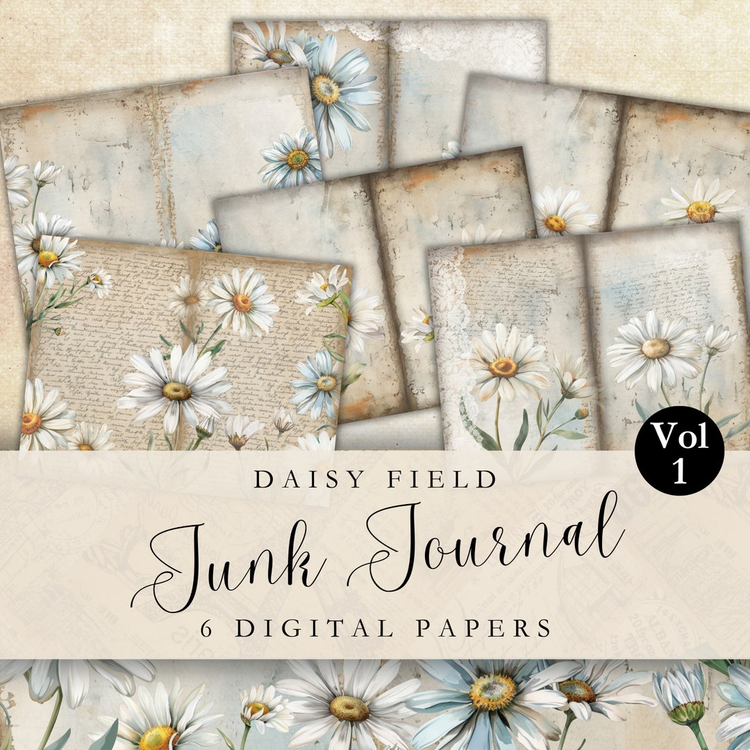 Daisy Journal Kit Digital Junk Journal Pages Printable Ephemera Shabby ...
