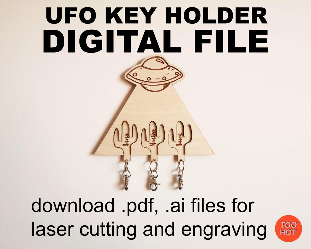 UFO Key Holder Digital File for Laser, Keyring UFO, Wooden Keychains ...