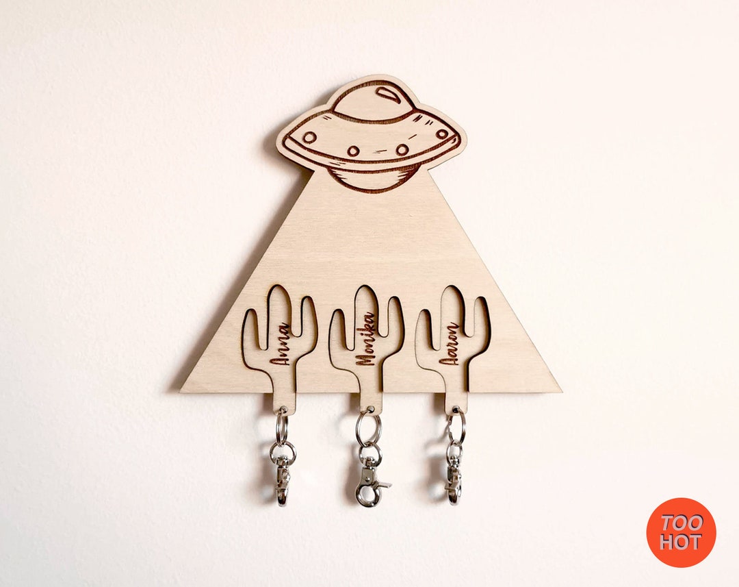 Wooden Keyring UFO, Personalized Key Holder, Wall Mountable, Wooden ...
