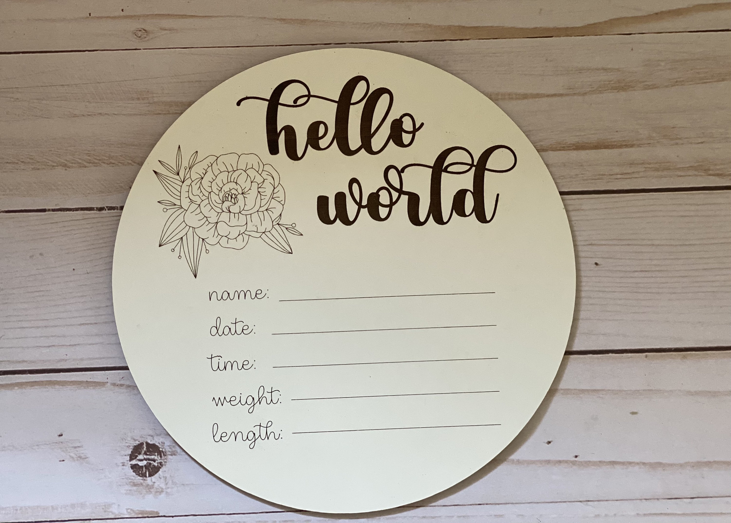 Hello World Baby Birth Announcement Round Sign Photo Prop - Etsy