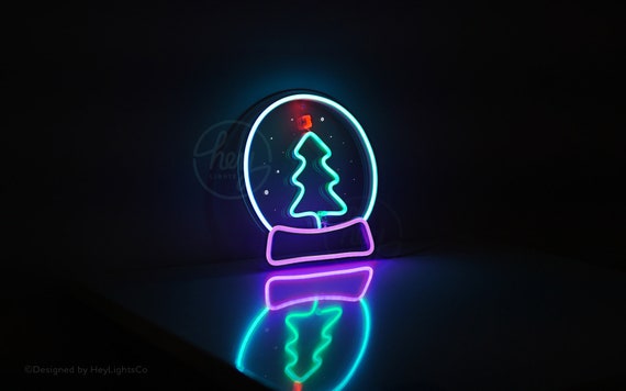 Snow Globe LED Neon Sign Happy Holidays X-mas New Year | Etsy
