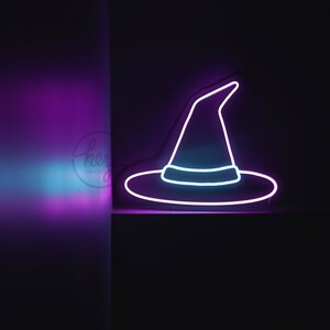 Halloween Witch Hat Neon Sign. Wizard Hat Led Neon Lamp. Magic - Etsy