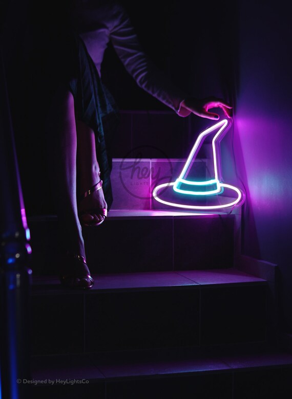 Halloween Witch Hat Neon Sign. Wizard Hat Led neon lamp. Magic | Etsy