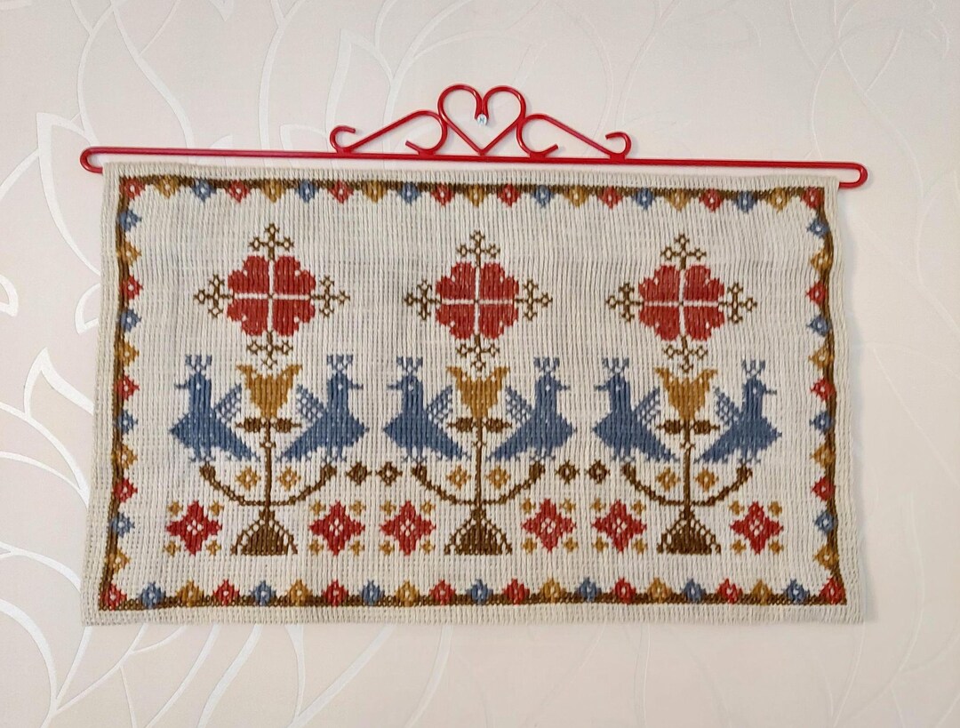 Hand Woven Vintage Small Finnish Wall Hanging raanu Tapestry, Bright ...