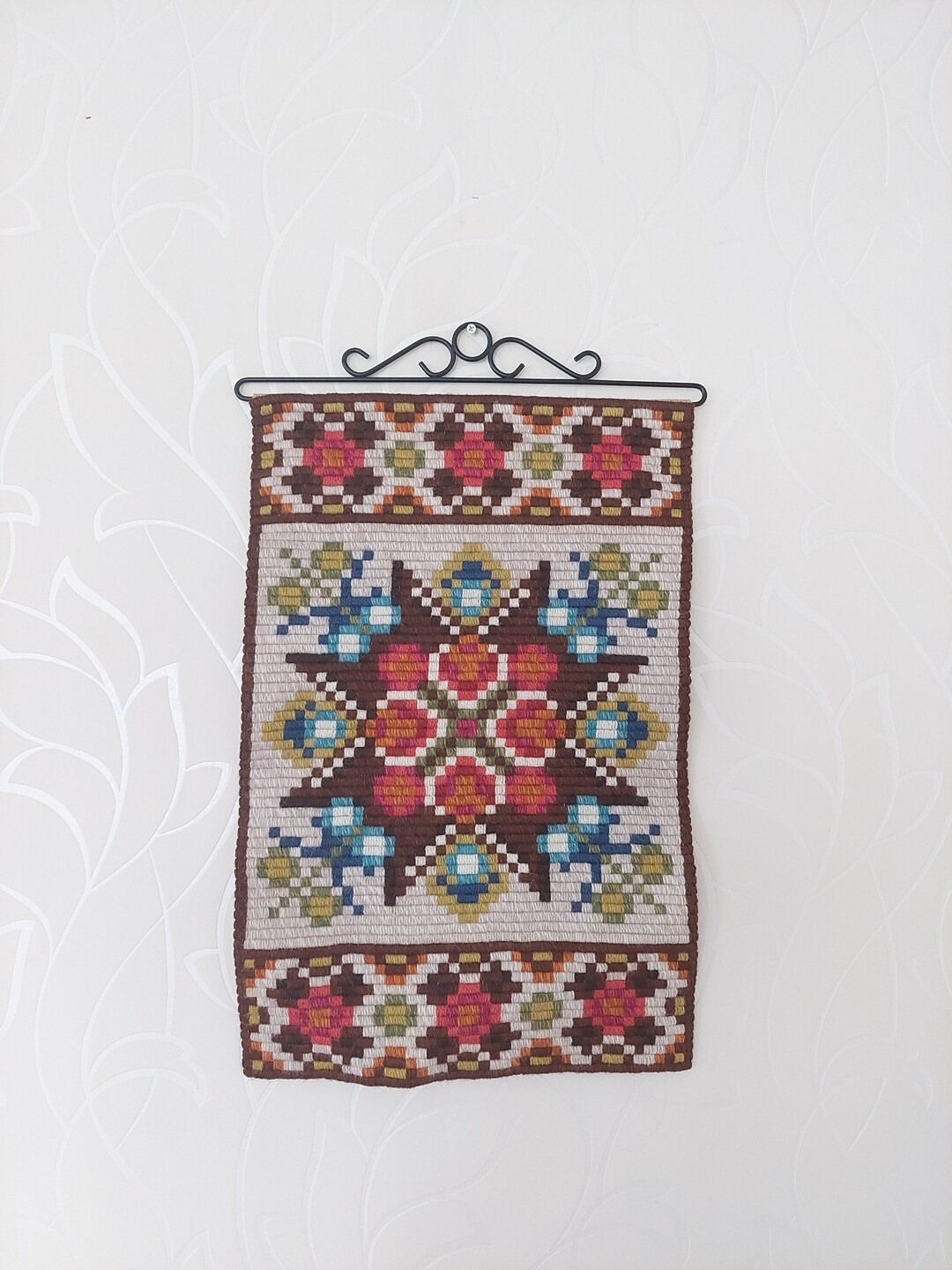 Hand Woven Vintage Small Finnish Wall Hanging "raanu" Tapestry, Bright ...