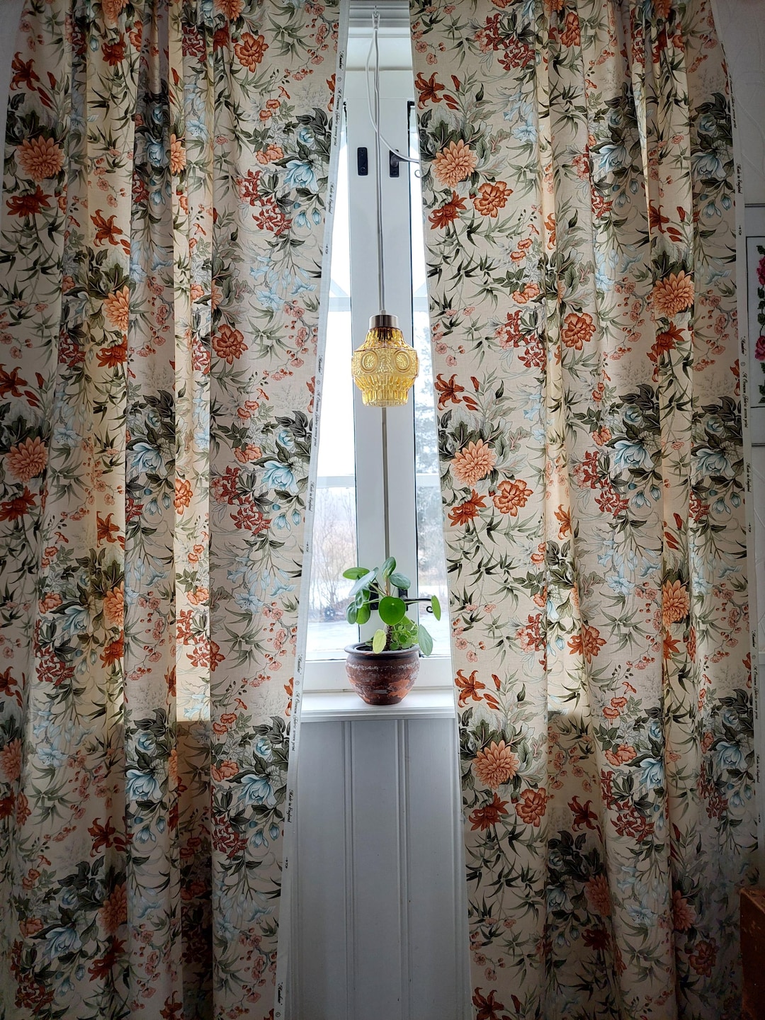2 Vintage Floral Curtains – 2 Panels – A. Crowson Fabric – Cottagecore ...