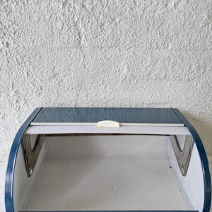 Vintage Enamel Bread Box With Blue Floral Design 1960s White Blue Box ...
